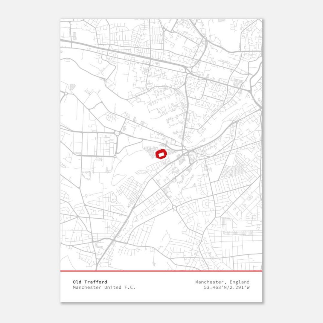 Old Trafford Stadium Manchester United Poster Map - Etsy