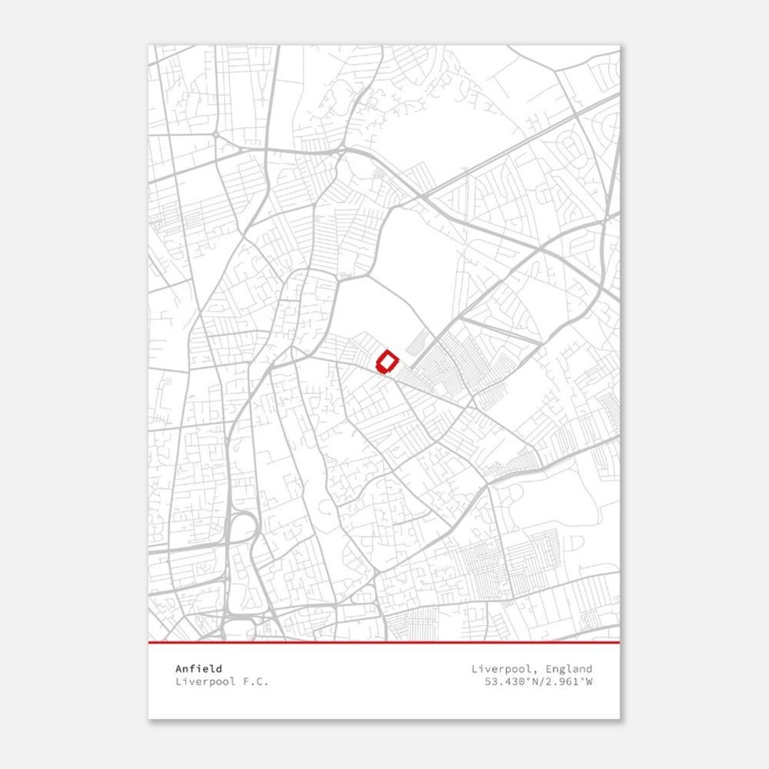 Anfield Stadium Liverpool Poster Map - Etsy