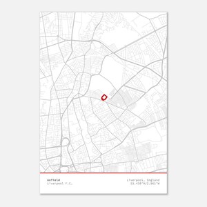 Anfield Stadium Liverpool Poster Map - Etsy