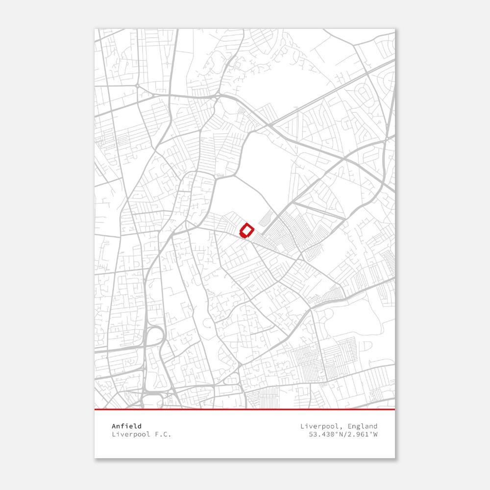 Anfield Stadium Liverpool Poster Map - Etsy