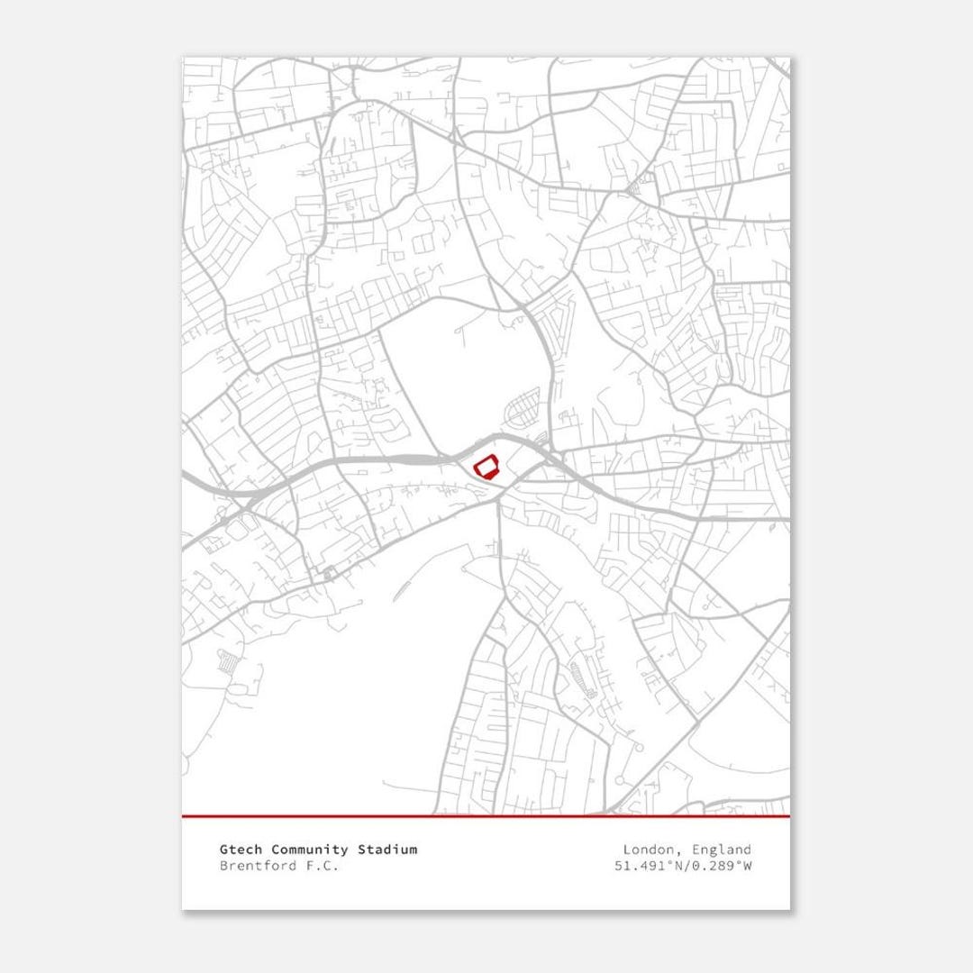 Gtech Community Stadium Brentford Poster Map - Etsy Australia