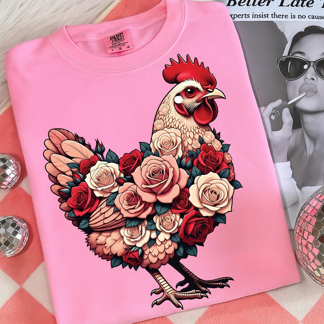 Valentine Chicken Png, Floral Chicken Valentine Png, Trendy Valentine ...