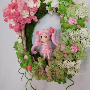 Anime Wreath, Cherry Blossom, Anime Decor, Kawaii,moss Wall Decor, Moss ...