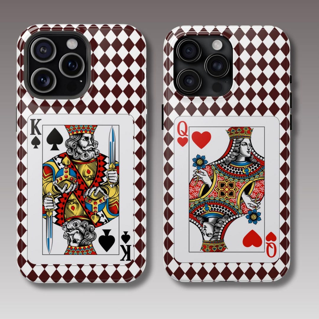 Matching King Queen iPhone Case, Set With Playing Card Design ...