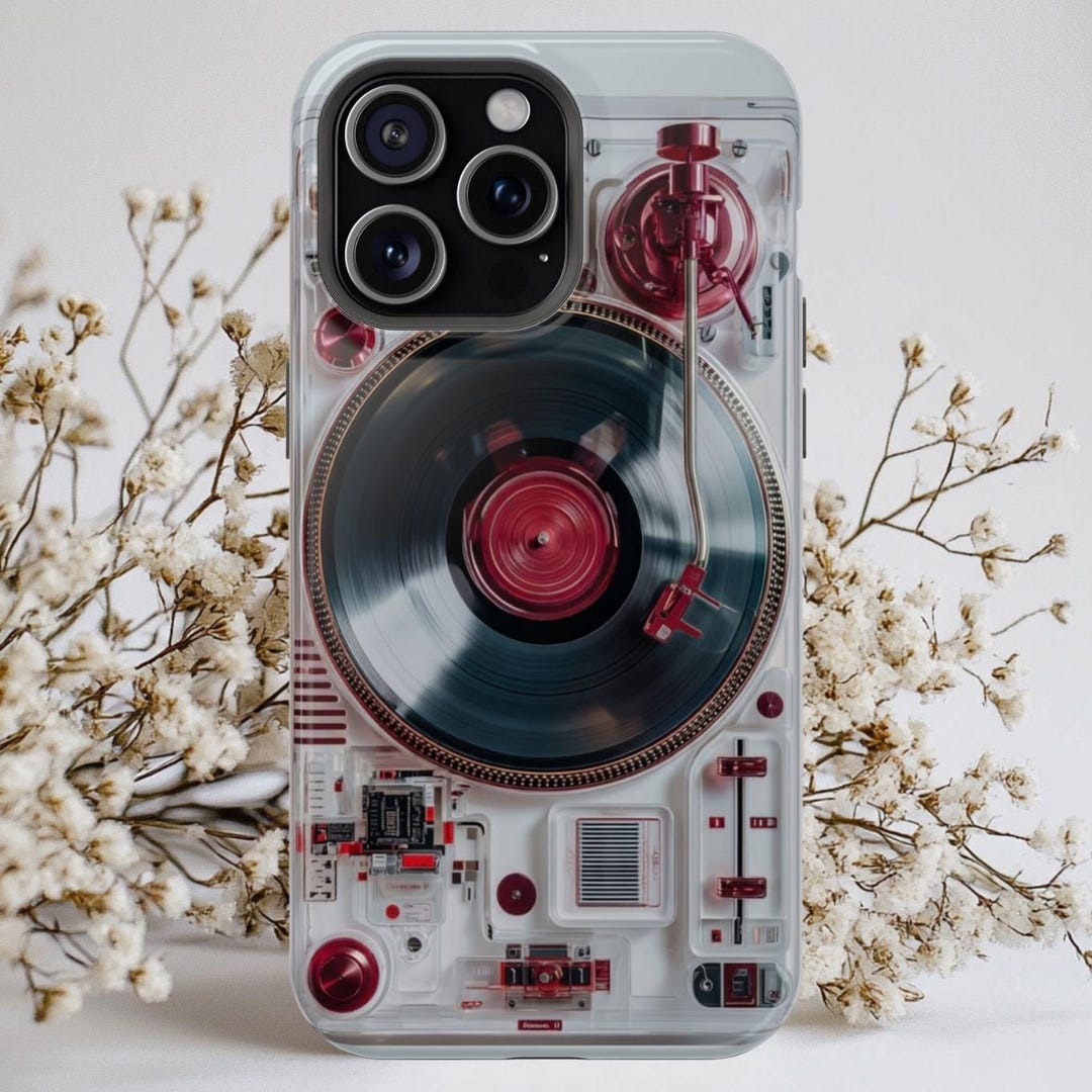 Retro 80s 90s Record Player Phone Case for iPhone 17,16,15,14,13,12,11 ...