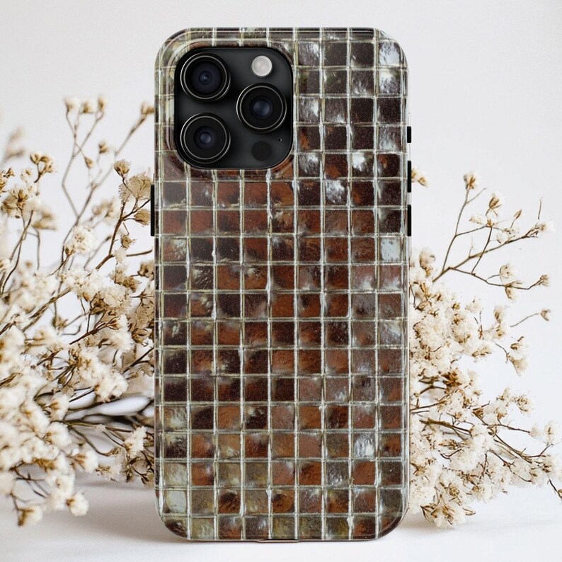 Boho Mosaic Tile Phone Case, Silver Glass Tile Magsafe Cover, Modern ...