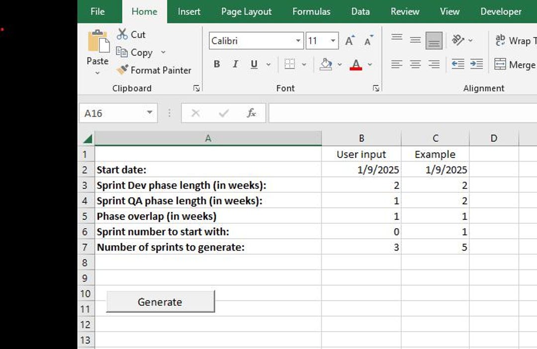 Advanced Agile Sprint Schedule Generator Template - Automated Excel ...