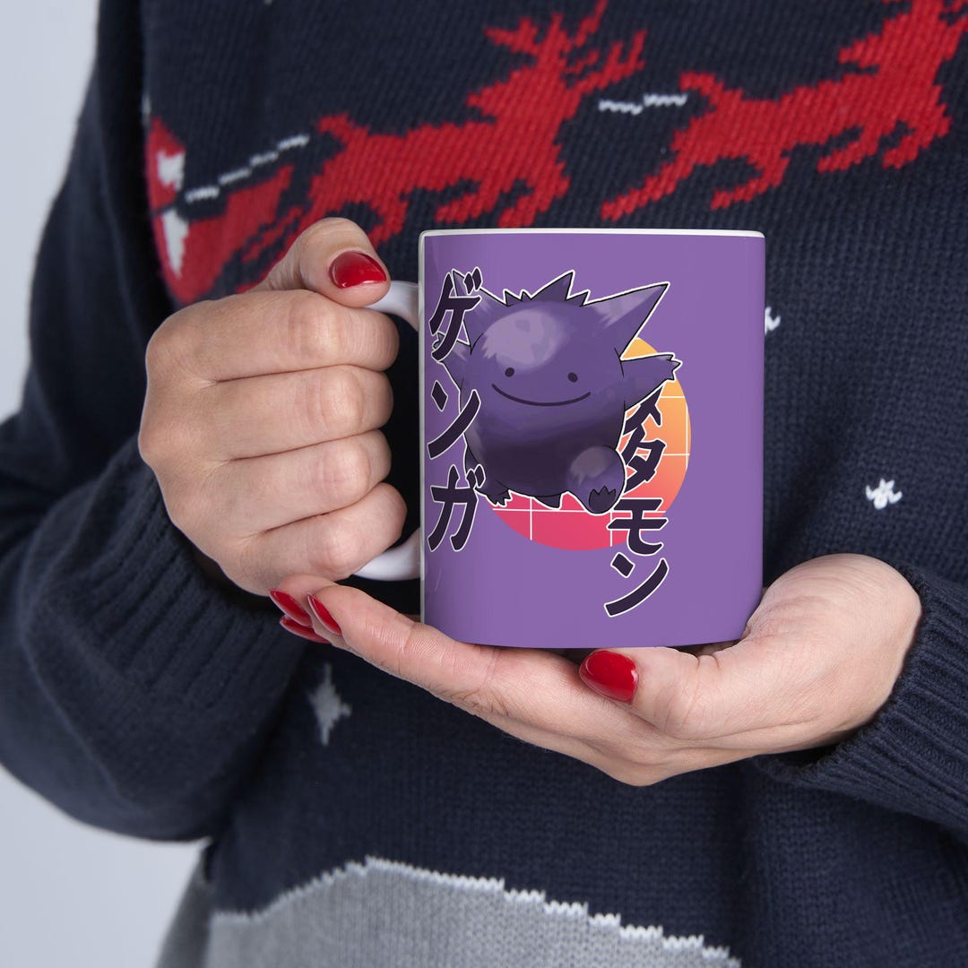 Ditto Disguised as Gengar Ceramic Mug, Halloween Mug, Spooky Coffee Cup ...