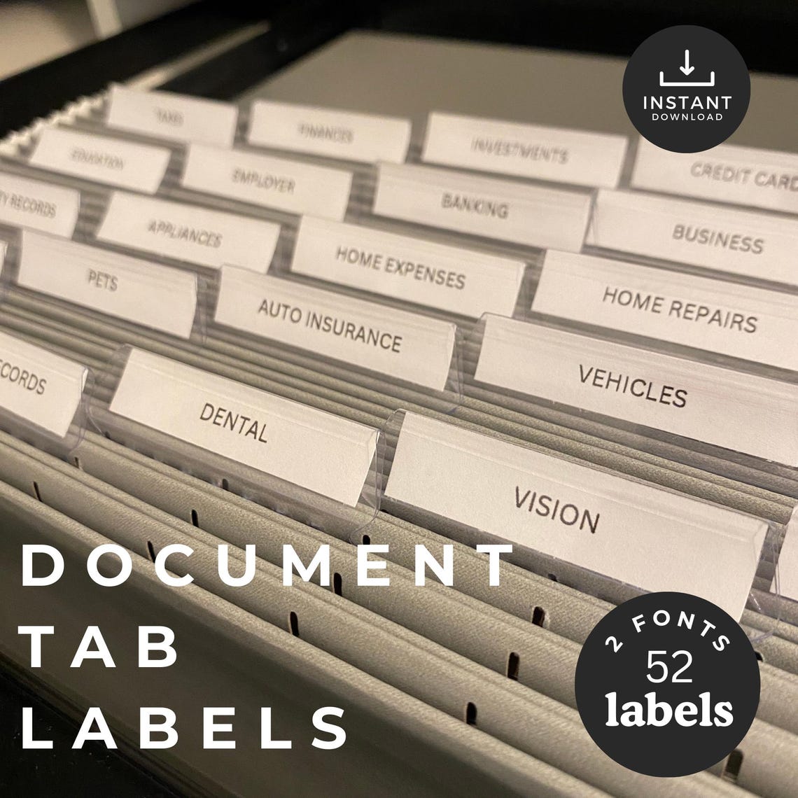 Printable Document Box Tab Labels, Folder Tab Labels for Document ...