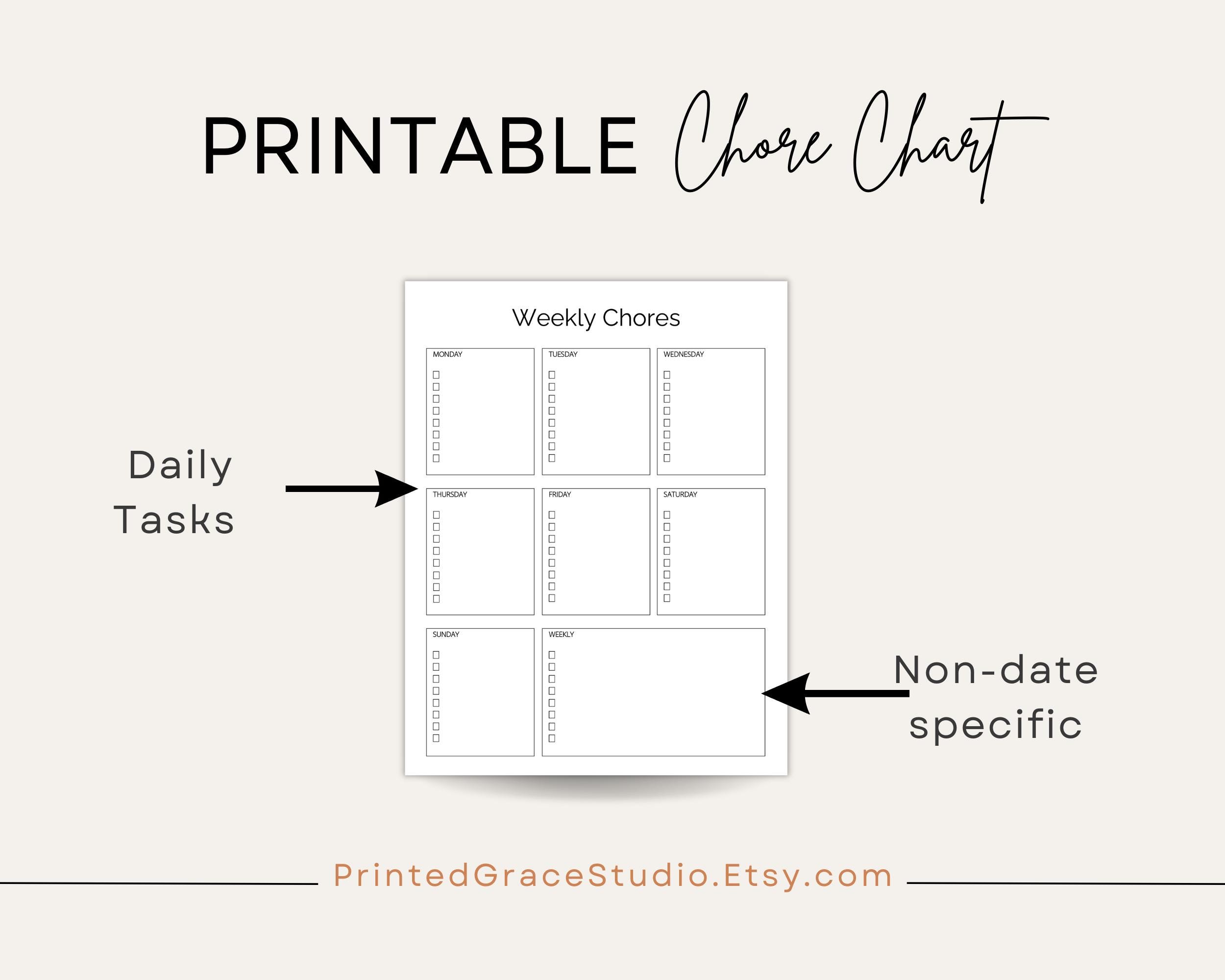 Editable Weekly Chores, Printable Weekly Checklist, House Chores Weekly ...