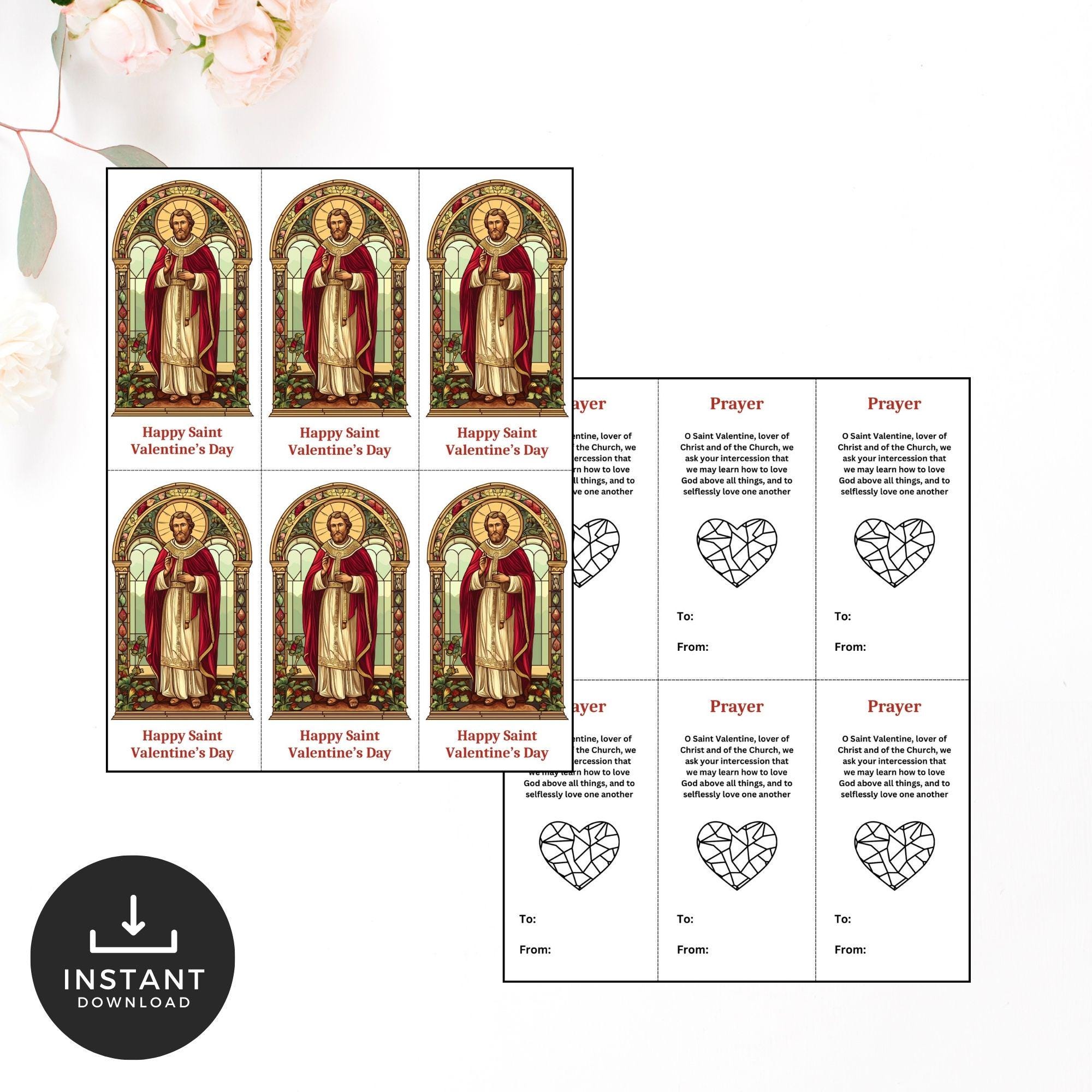 Printable Saint Valentine’s Day Card, Religious Catholic Valentine’s ...