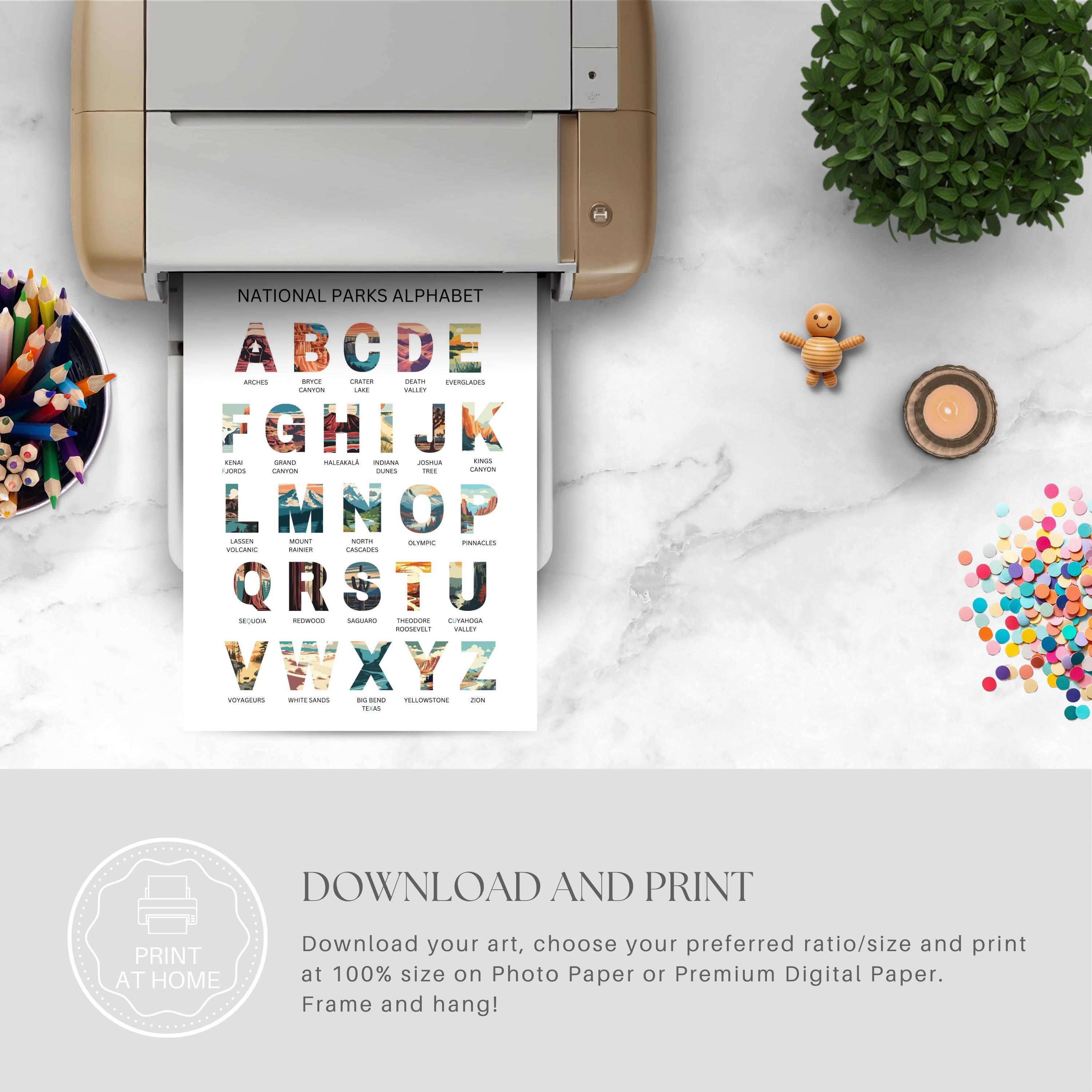 National Park Alphabet Poster, Printable Wall Art, Alphabet Print, Kids ...