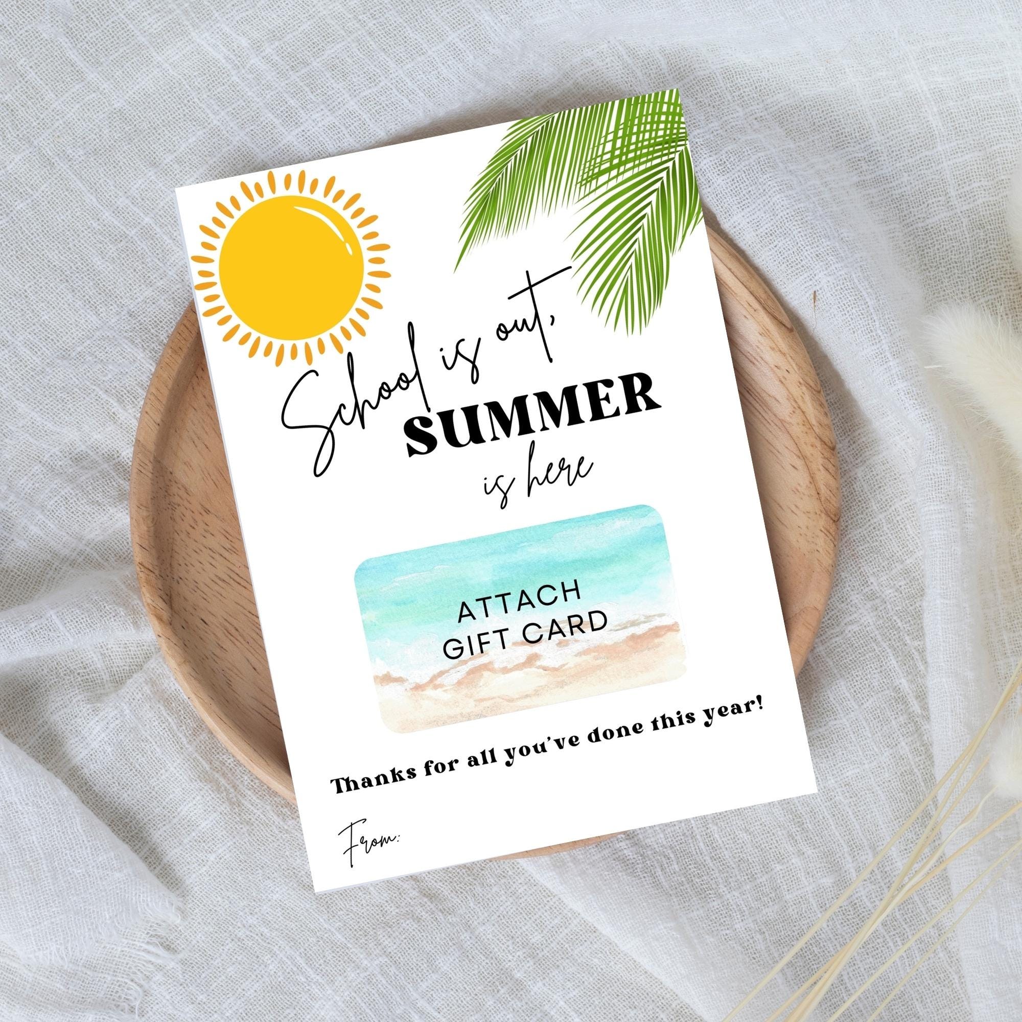 End of Year Teacher Gift Card Holder, Printable Teacher Appreciation ...