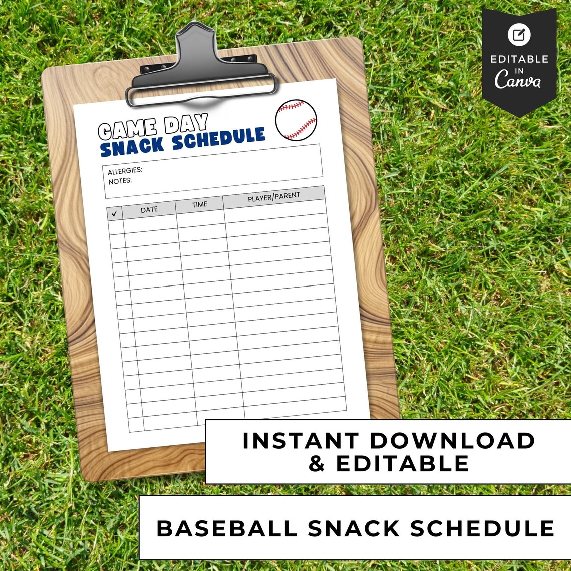Baseball Snack Schedule Sign-up Sheet, Printable & Customizable Tball ...
