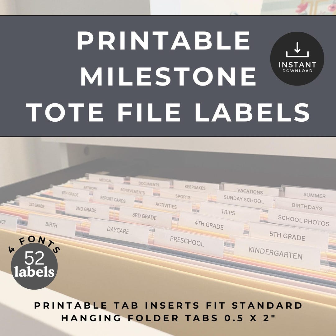 Milestone Tote File Labels, File Box Tab Labels for Memory Boxes ...