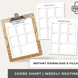 Editable Weekly Chores, Printable Weekly Checklist, House Chores Weekly ...
