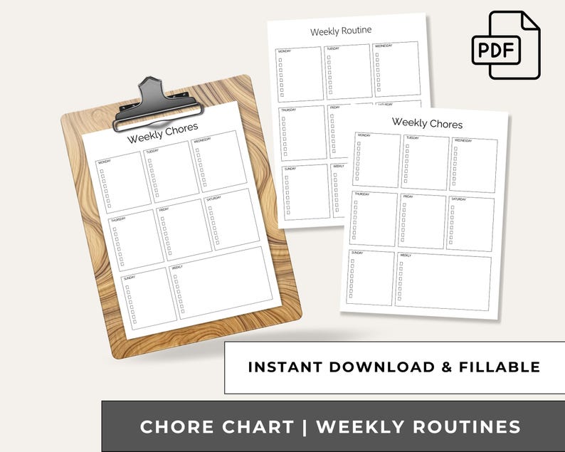 Editable Weekly Chores, Printable Weekly Checklist, House Chores Weekly ...