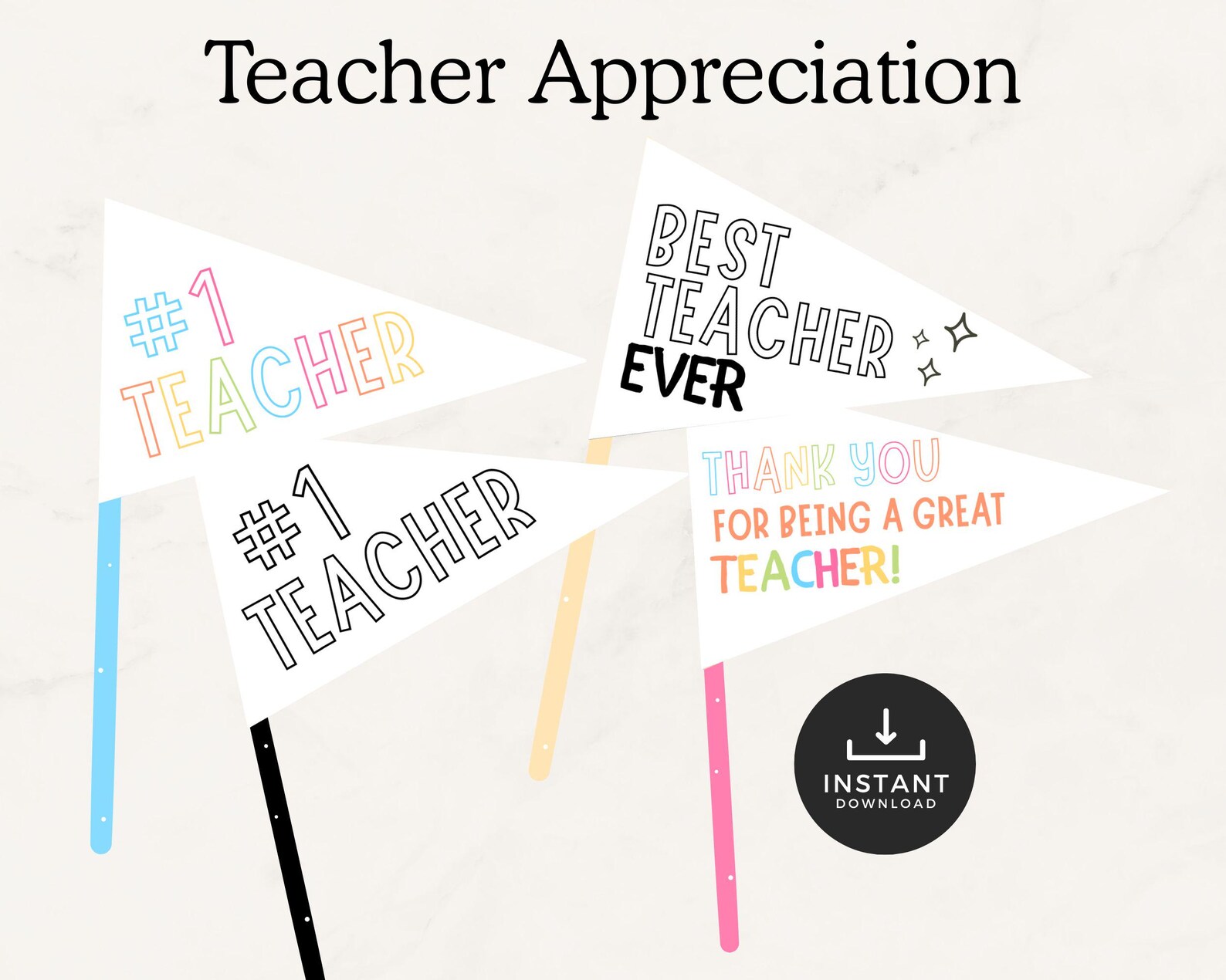 Teacher Pennant, Printable Best Teacher Pennant Flag, Teacher ...