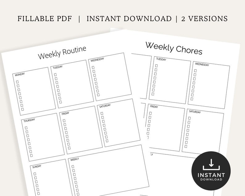 Printable Chore Chart, Daily Printable Chore Chart for Adult, Household ...