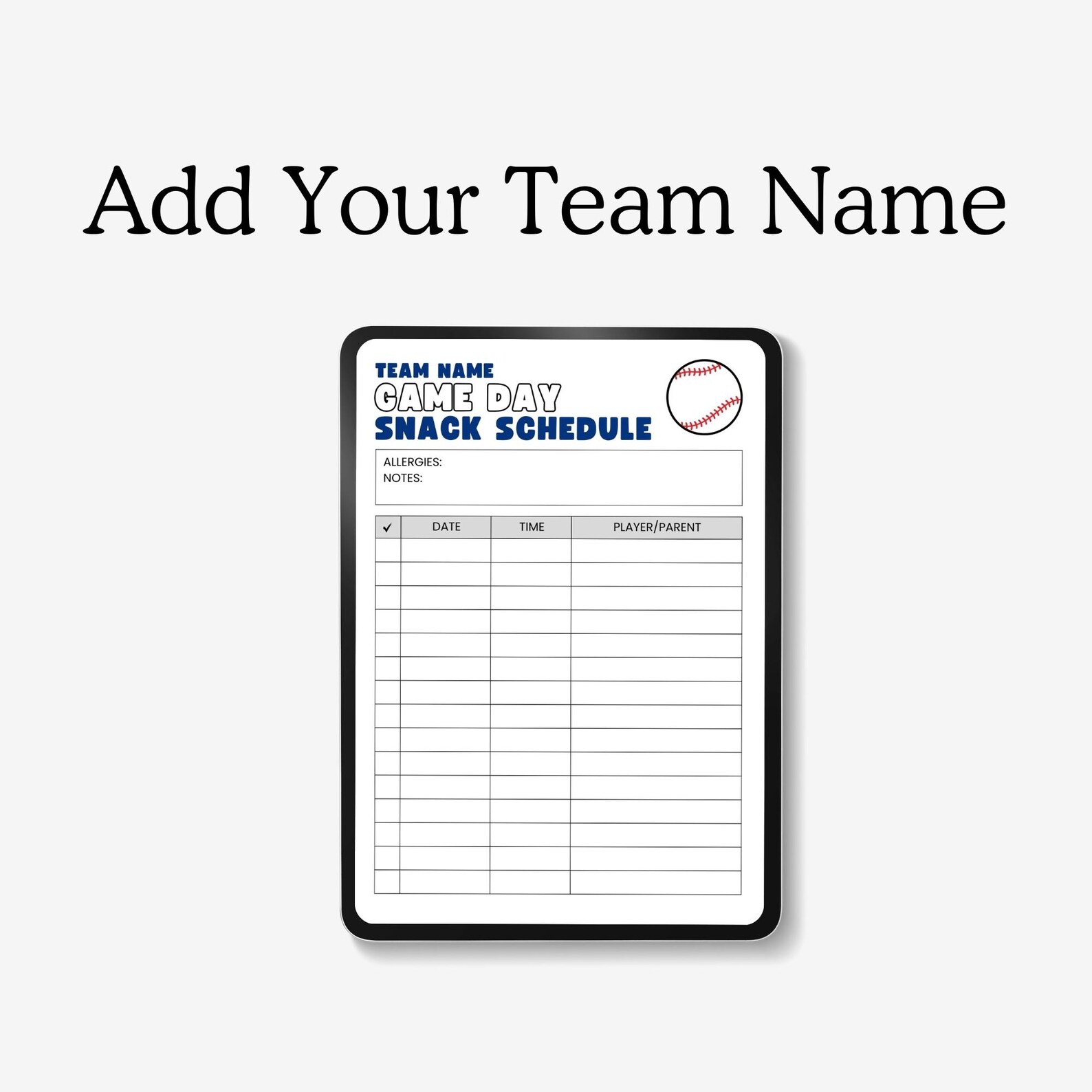 Baseball Snack Schedule Sign-up Sheet, Printable & Customizable Tball ...