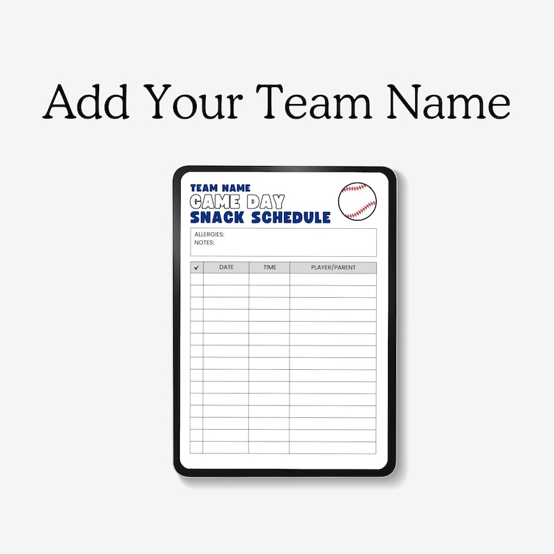Baseball Snack Schedule Sign-up Sheet, Printable & Customizable Tball ...
