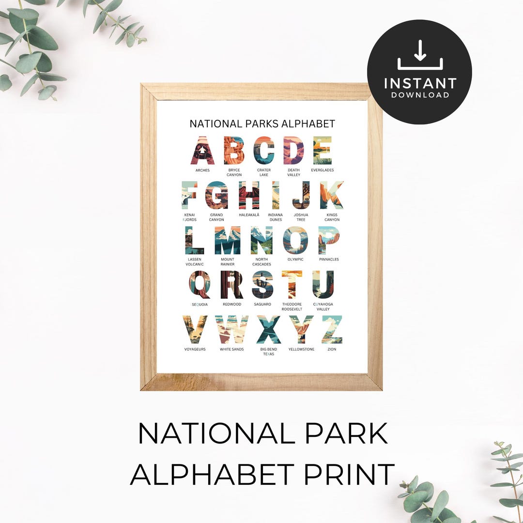 National Park Alphabet Poster, Printable Wall Art, Alphabet Print, Kids ...