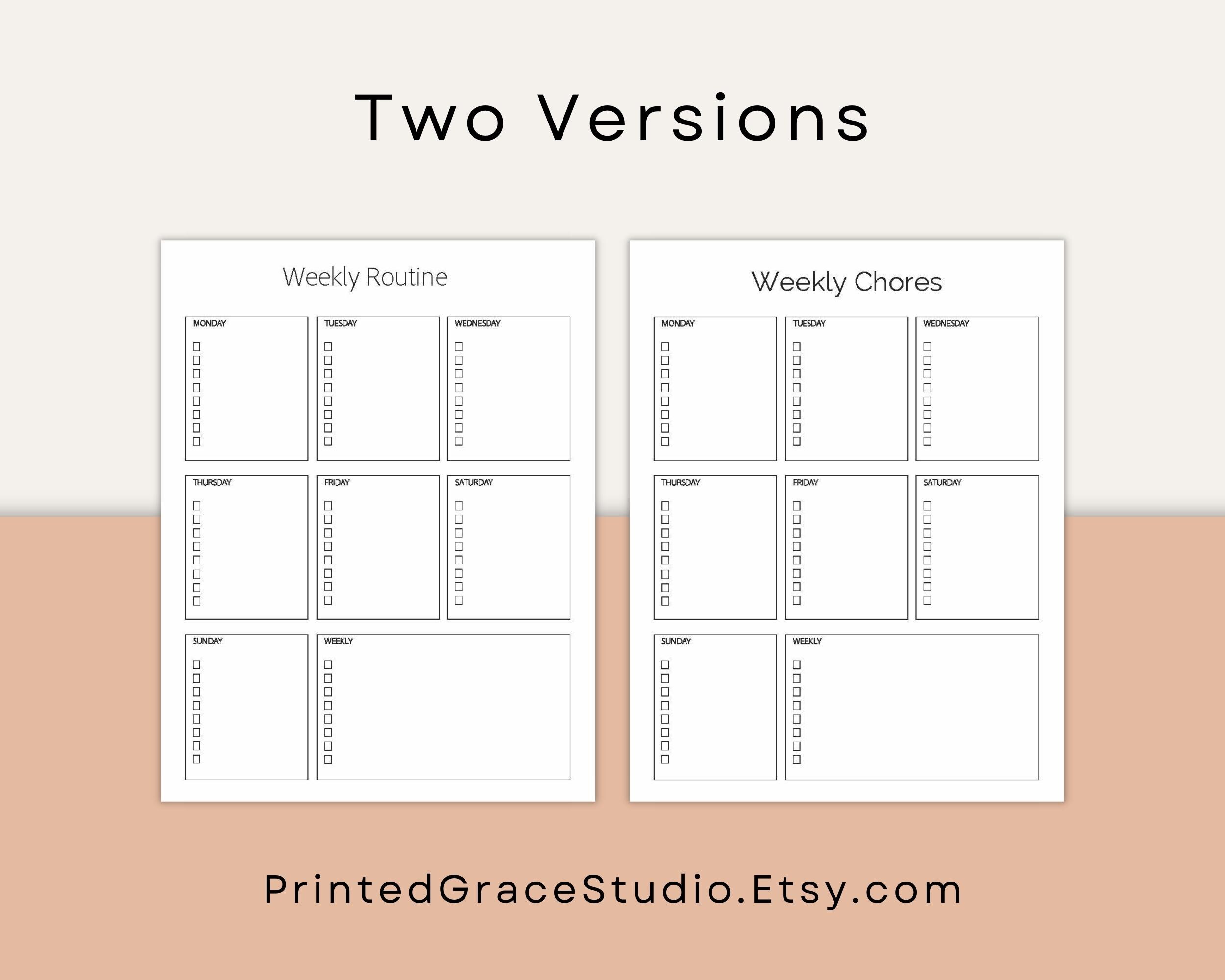 Editable Weekly Chores, Printable Weekly Checklist, House Chores Weekly ...