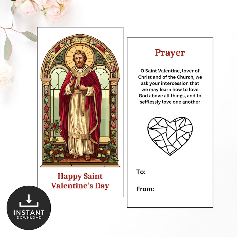 Printable Saint Valentine’s Day Card, Religious Catholic Valentine’s ...