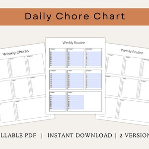 Editable Weekly Chores, Printable Weekly Checklist, House Chores Weekly ...