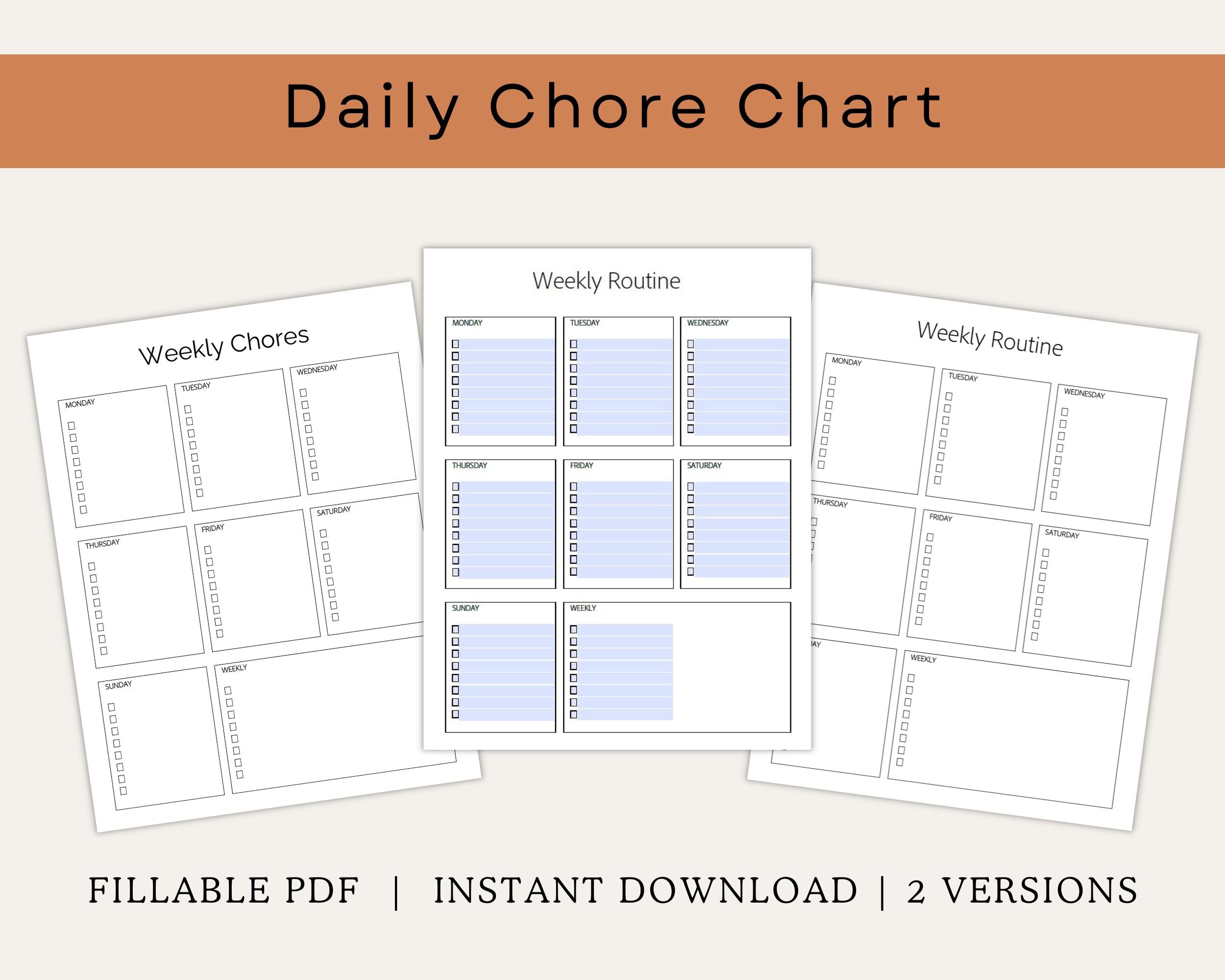 Editable Weekly Chores, Printable Weekly Checklist, House Chores Weekly ...
