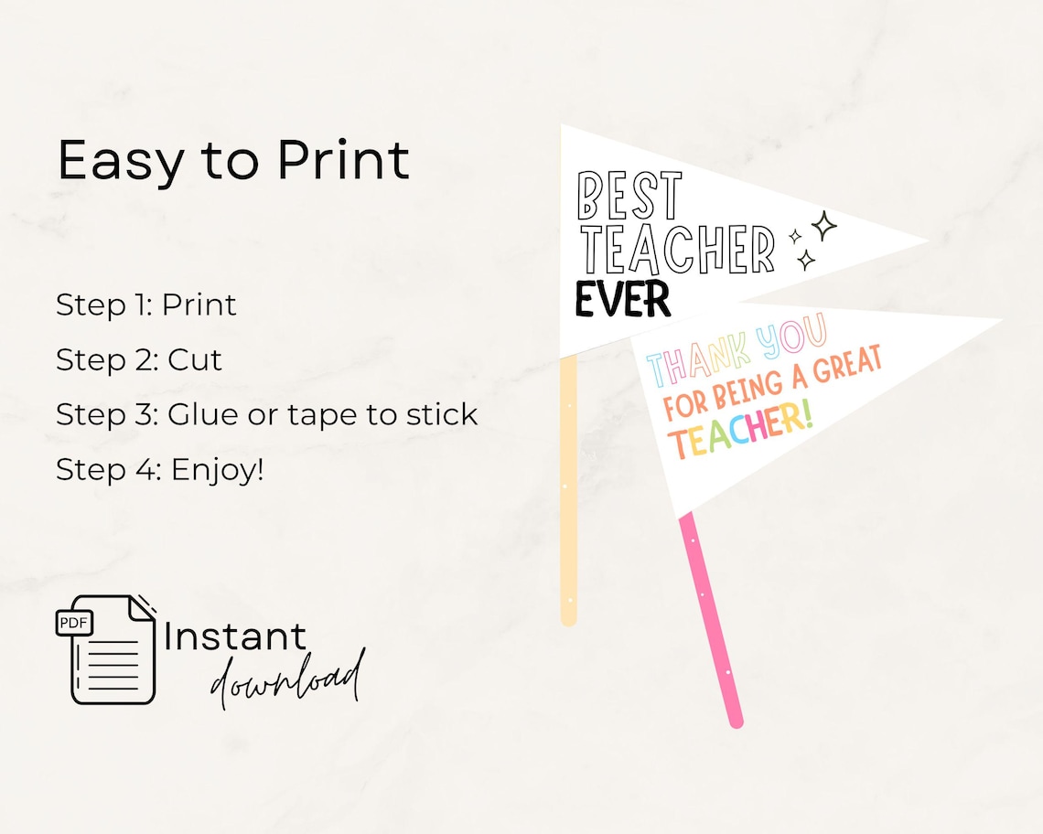 Teacher Pennant Flag, Teacher Appreciation Week Printable, Cute Teacher ...