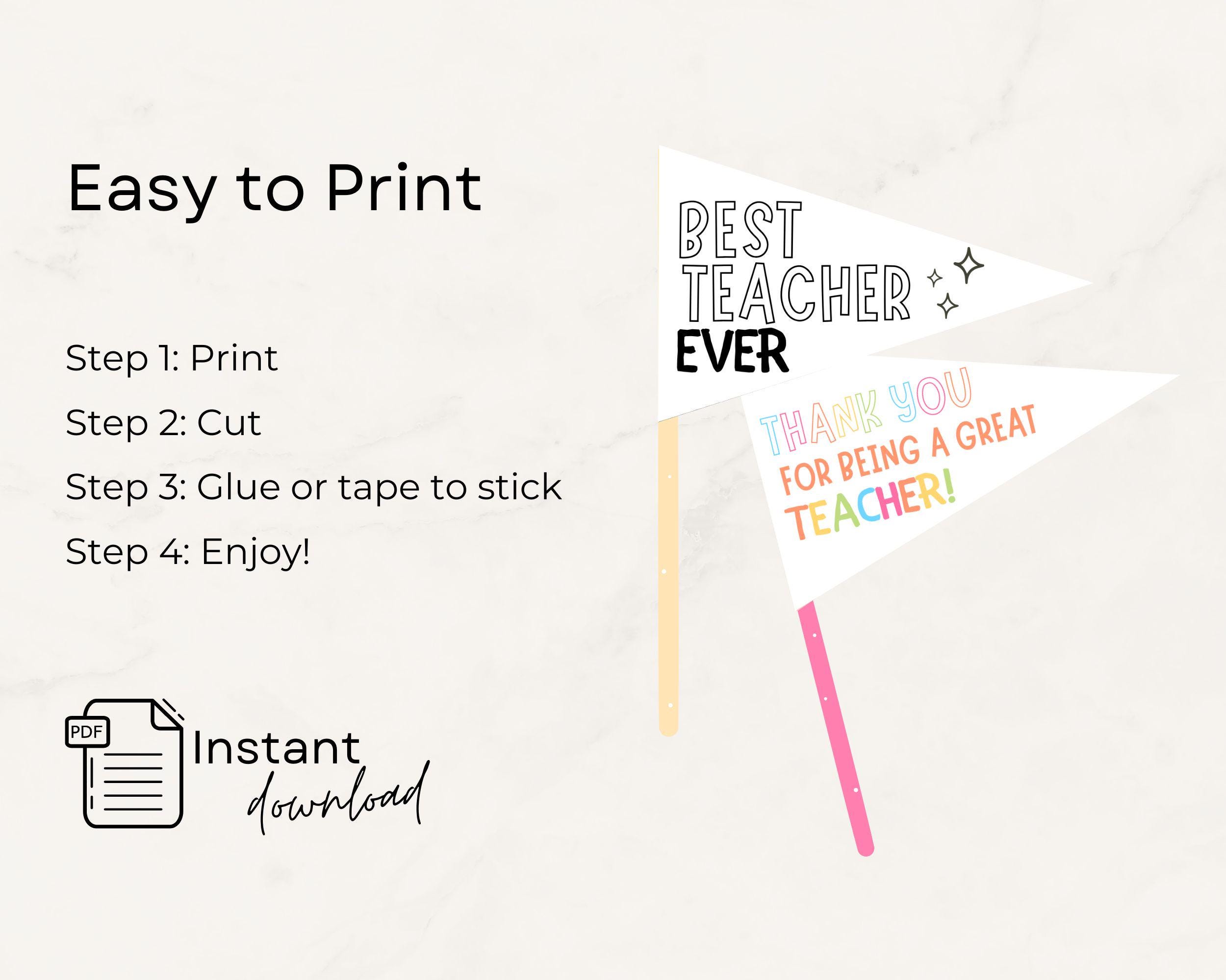 Teacher Pennant, Printable Best Teacher Pennant Flag, Teacher ...