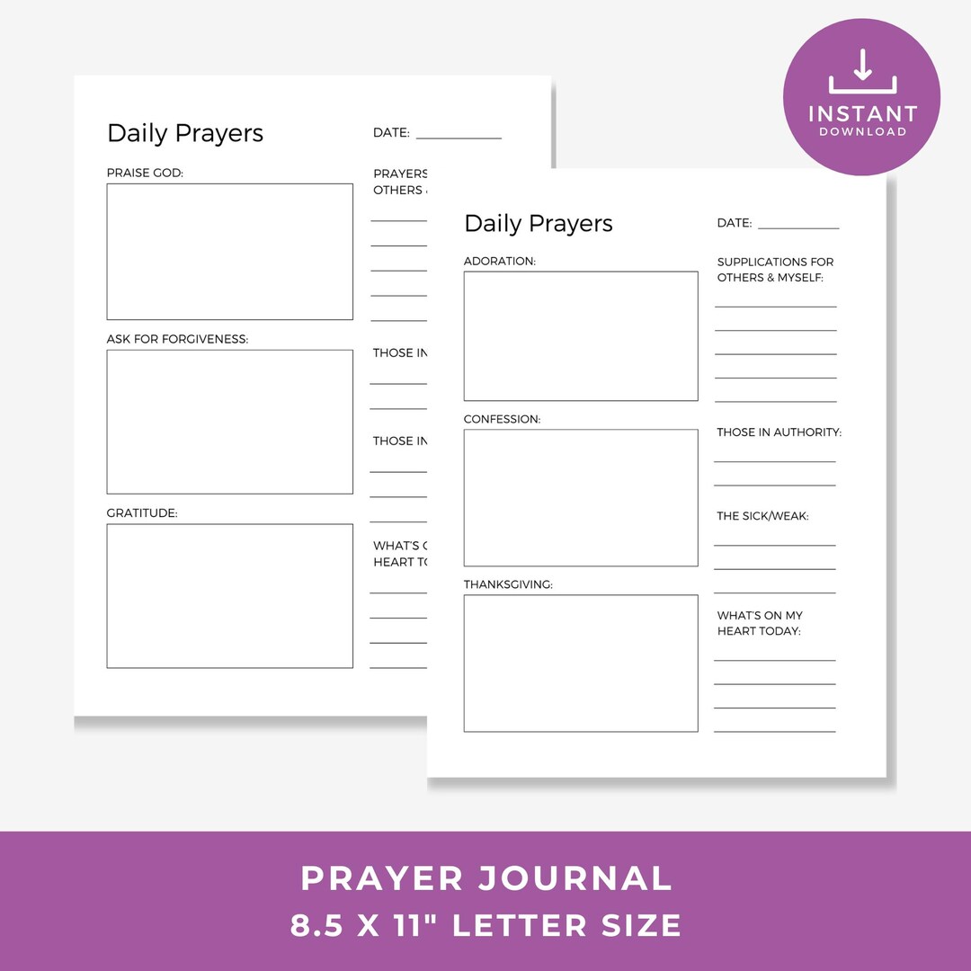 Printable Prayer Journal, Daily Devotion Prayer List for Catholics ...