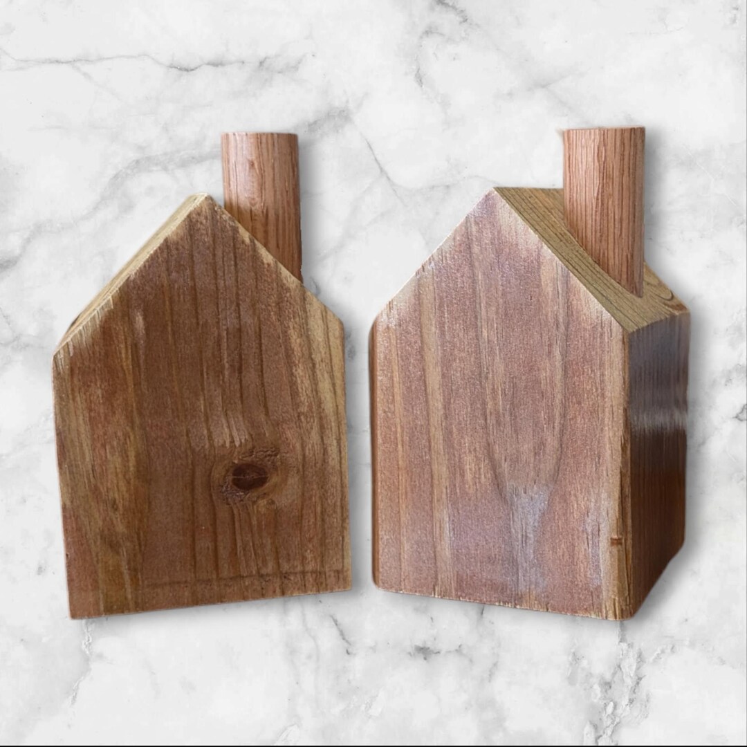 Rustic Wood House Set of 2 Gift for Friend Home Decor Gift Handmade ...