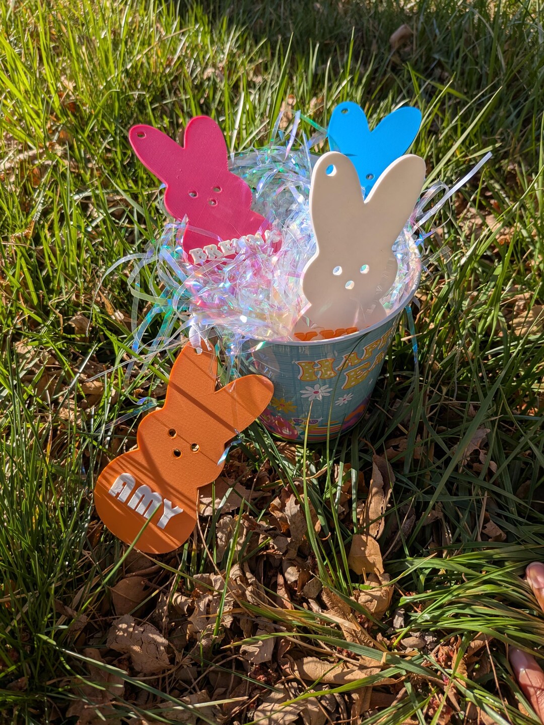 Peep Bunny Easter Basket Name Tag Custom Name Tag for Easter Gift ...