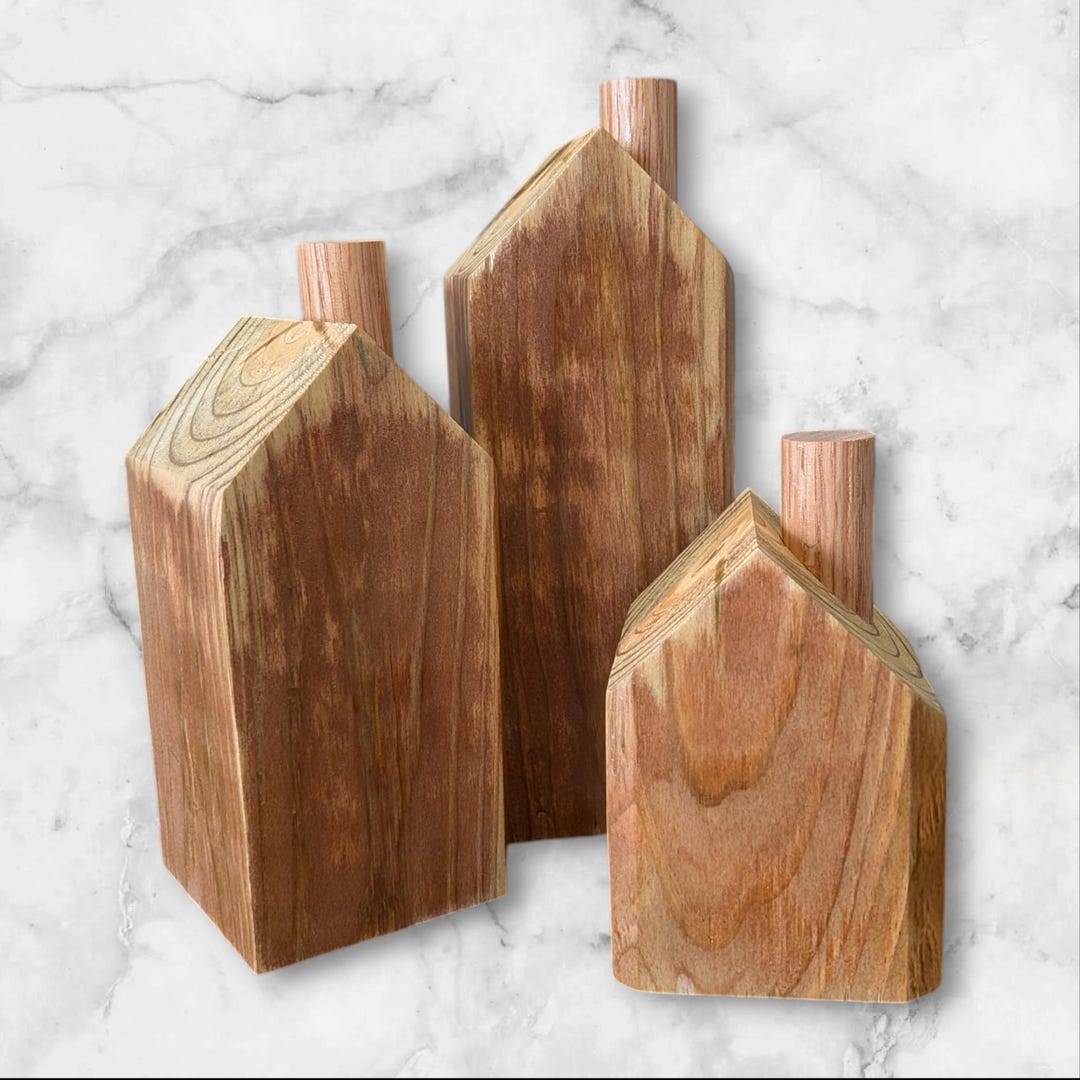 Rustic Wood House Set of 3 Gift for Friend Home Decor Gift Handmade ...