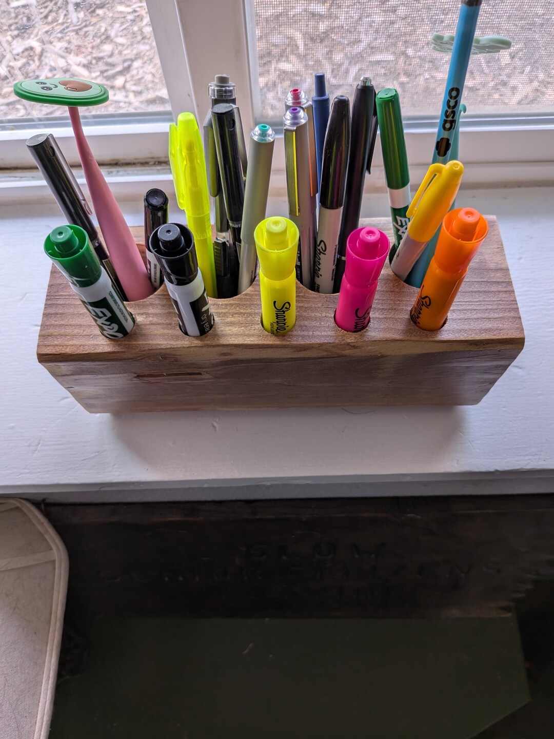 Rustic Wood Pen Holder Pencil Holder for Office Organization for Arts ...