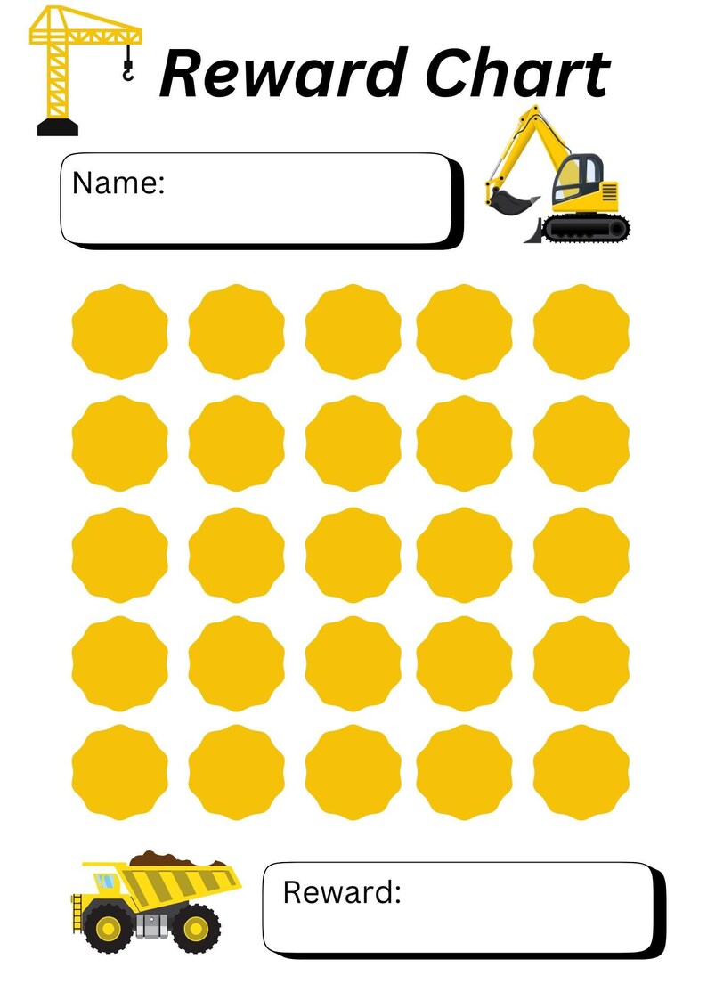 Kids Truck Themed Printable Reward Chart | Behavior Chart for Kids ...