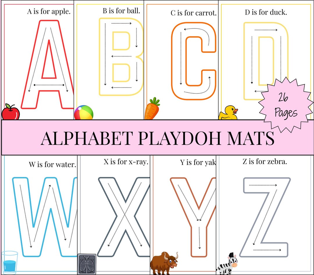 Printable Alphabet Playdough Mats | ABC Letter Tracing Playdoh Mats ...