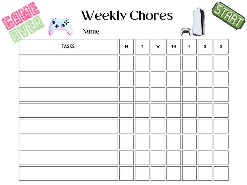 Kids Weekly Chore Chart | Printable Kids Checklist | Kids ...