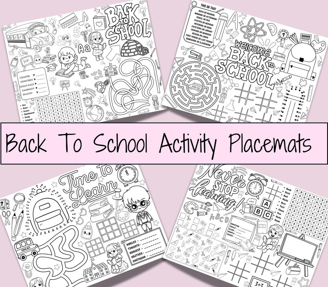 Printable Back to School Activity Placemats | First Day of School ...