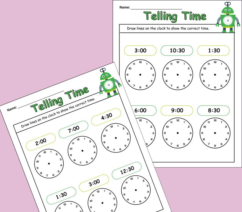 Printable Telling Time Worksheets | Learning to Tell Time to the Half ...