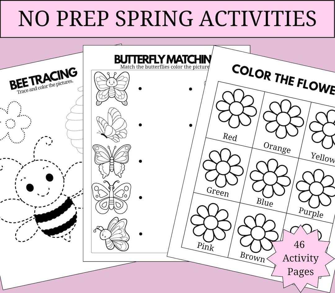 Printable Spring Activity Sheets for Preschoolers | No Prep Spring ...
