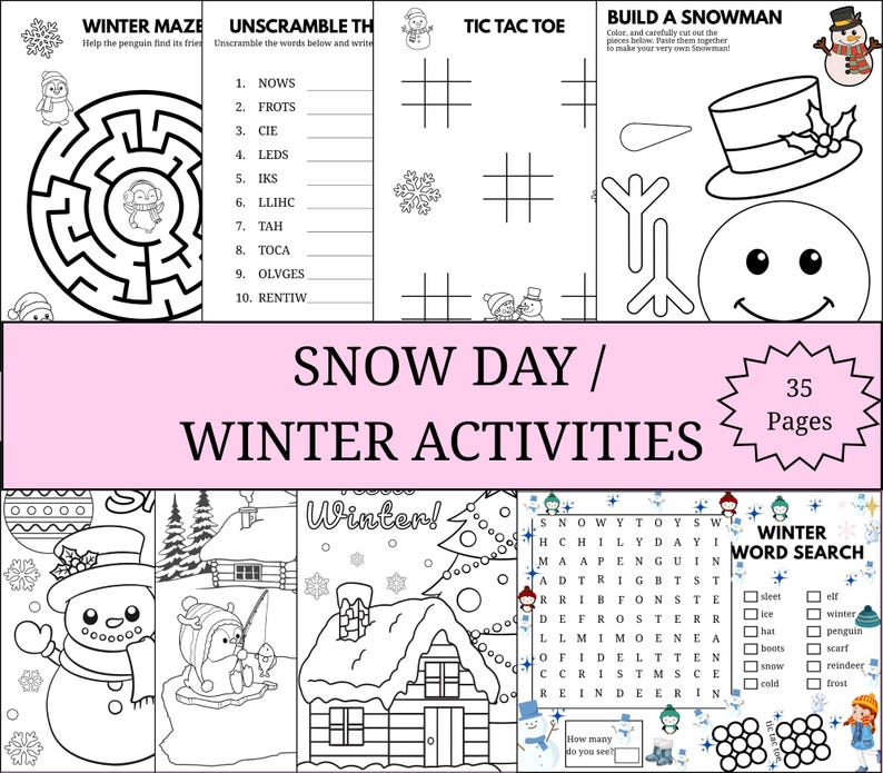 Winter Activity Packet for Kids | Printable Winter Worksheets | Snow ...