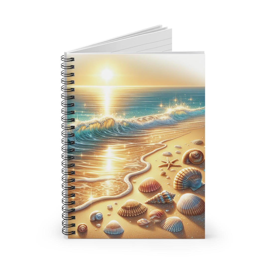 Beach Themed Spiral Lined Notebook, Ocean Waves Soft Cover Journal ...