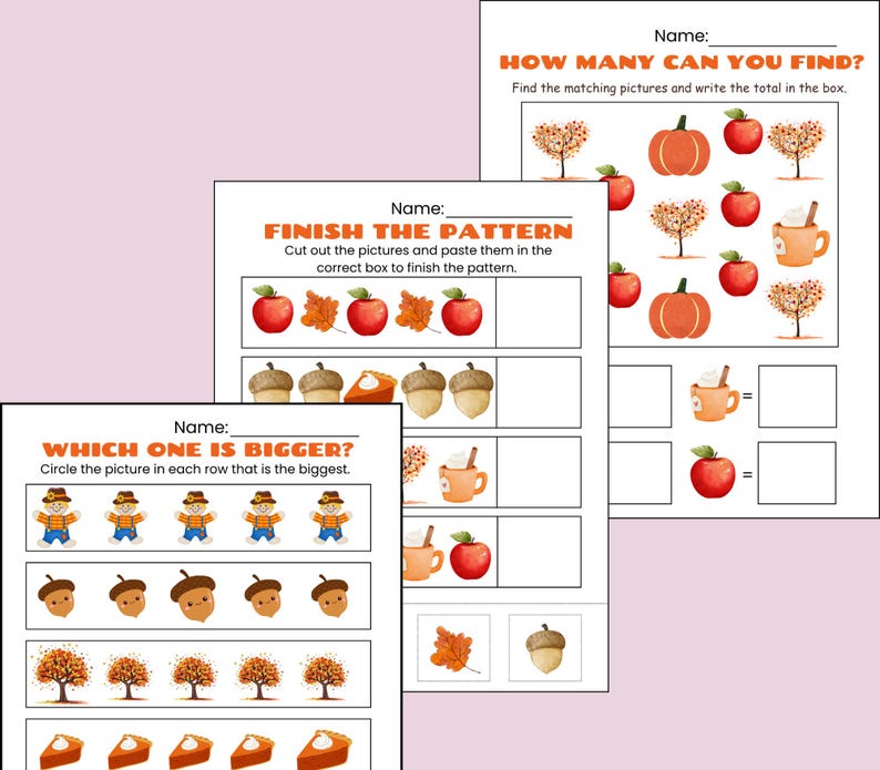 Printable Fall Activity Pages for Preschool & Kindergarten|autumn ...
