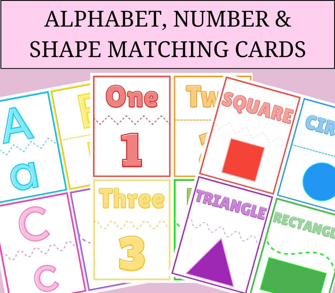 Printable Alphabet, Number & Shape Matching Cards for Preschool | ABC ...