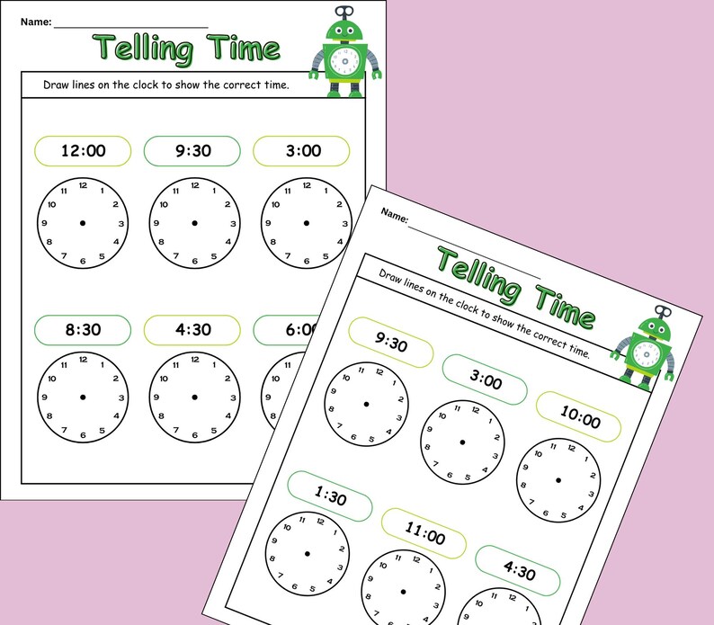Printable Telling Time Worksheets | Learning to Tell Time to the Half ...