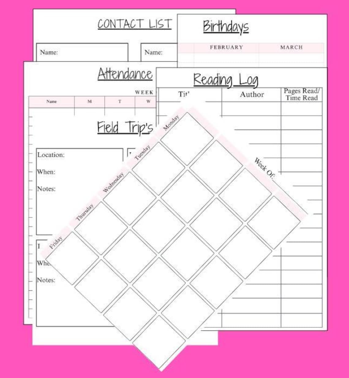 Undated Teacher Planner: Homeschool Lesson Planning (PDF Download) - Etsy