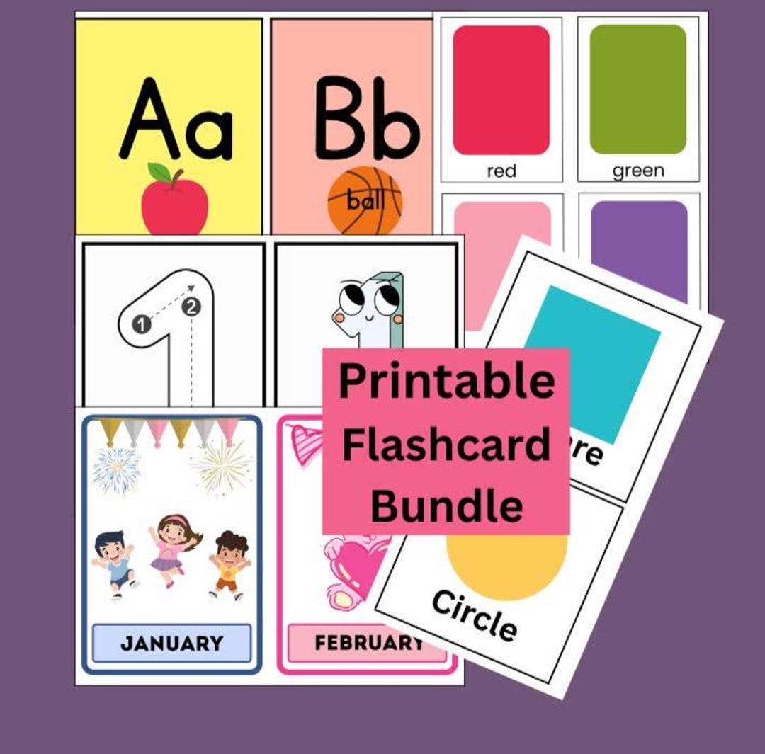 Printable Preschool Flash Cards | Alphabet, Numbers, Colors & Shapes ...